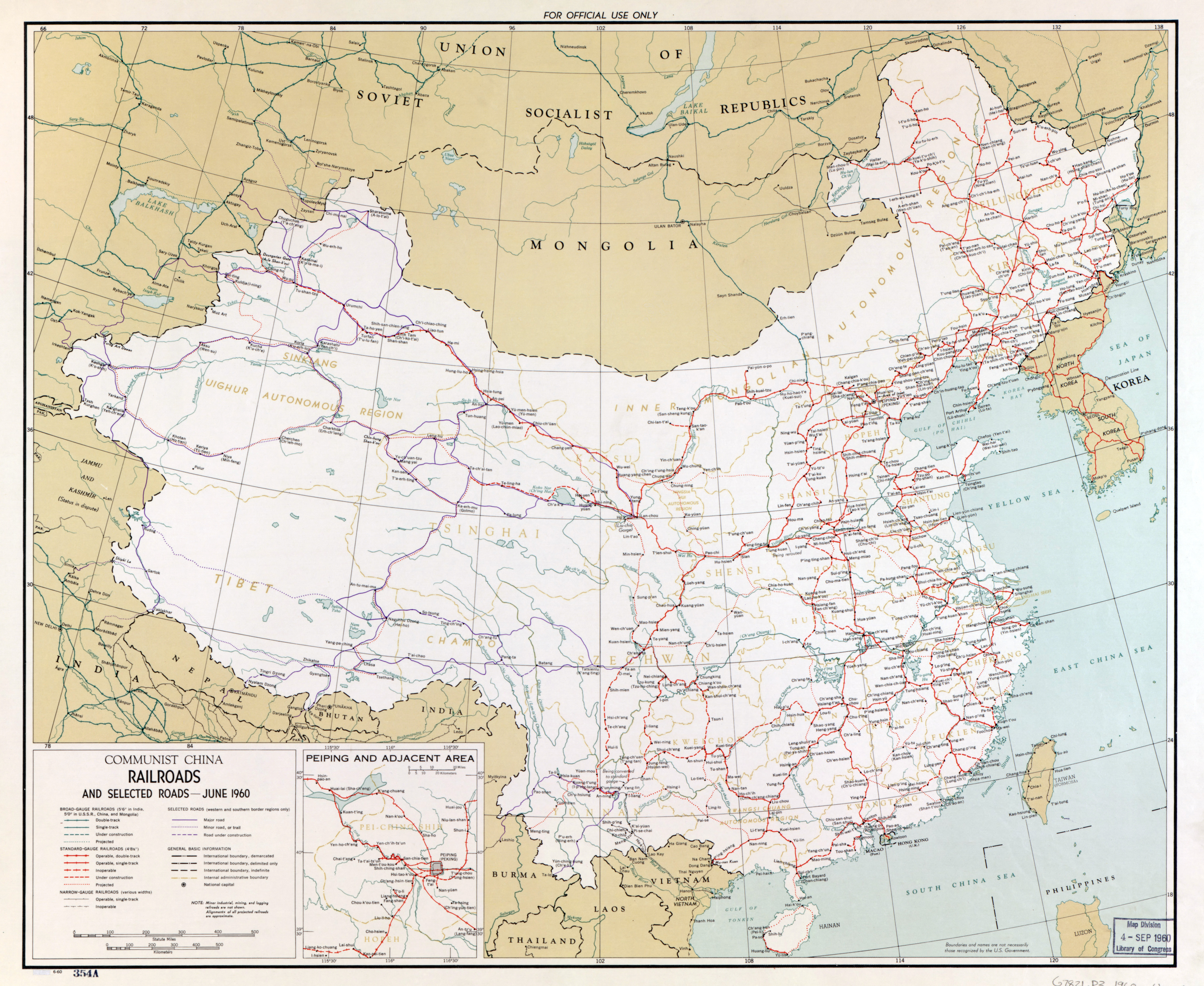 Large scale railroads map of Communist China - 1960 | China | Asia ... Large scale railroads map of Communist China - 1960 | China | Asia ...