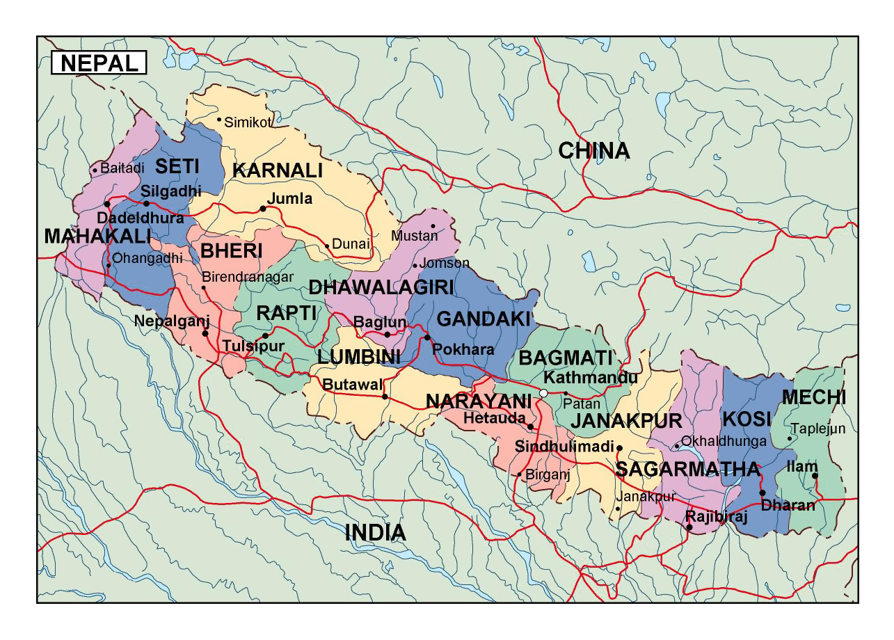 Detailed Administrative Map Of Nepal Nepal Asia Mapsland Maps