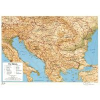 Large detailed political map of the Balkans with relief, cities, roads ...