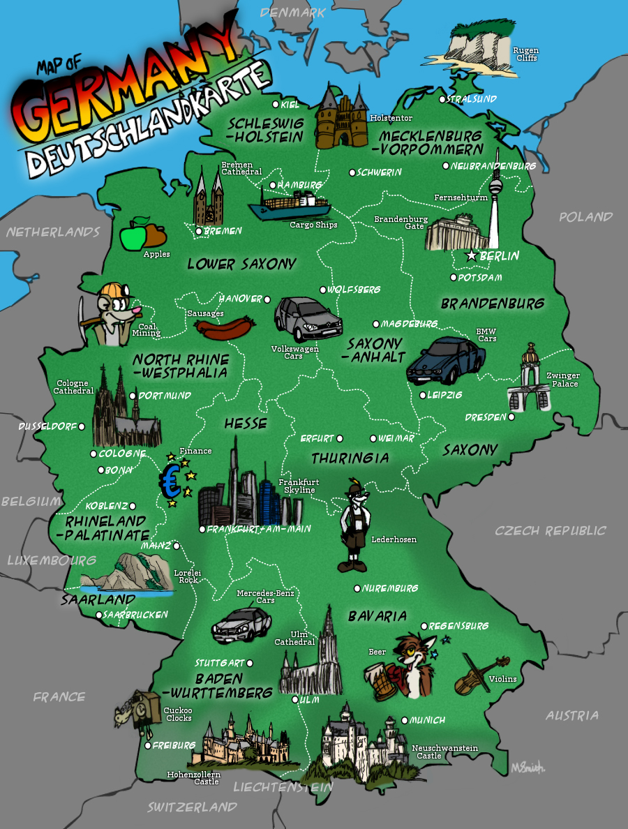 Large Illustrated Map Of Germany Germany Europe Mapsland Maps
