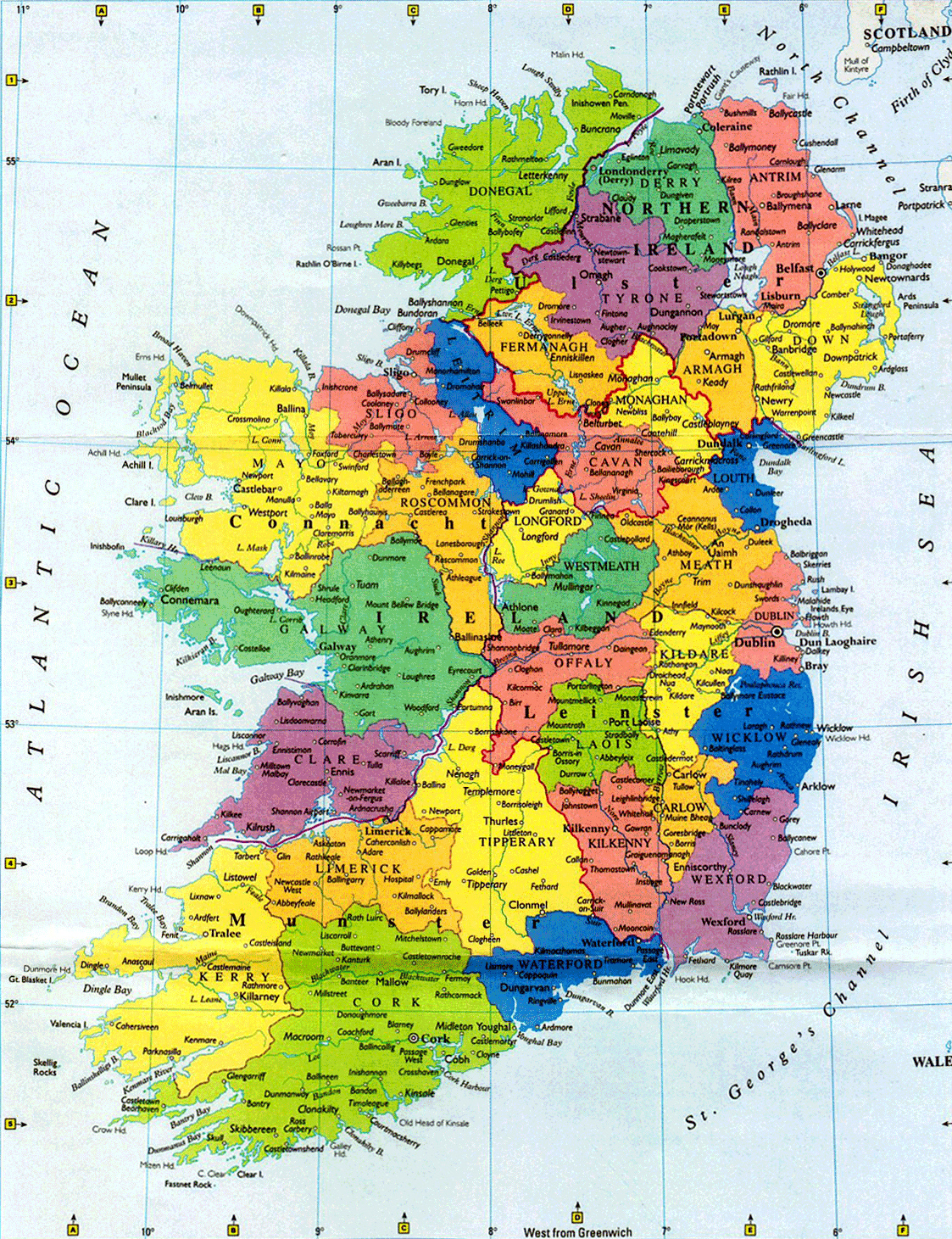 Large Administrative Map Of Ireland With Major Cities Ireland