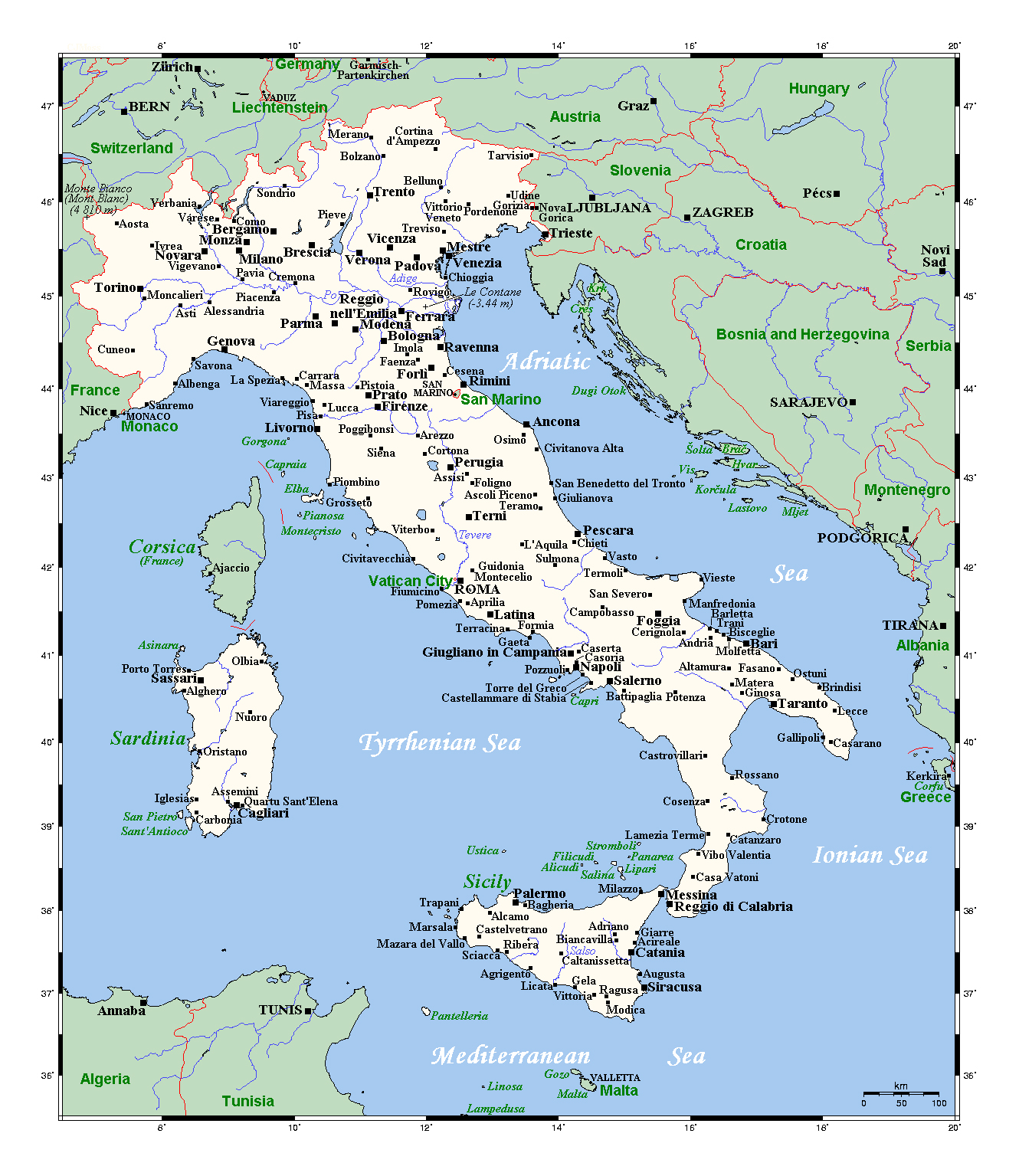 Detailed map of Italy with major cities | Italy | Europe | Mapsland ... Detailed map of Italy with major cities | Italy | Europe | Mapsland ...