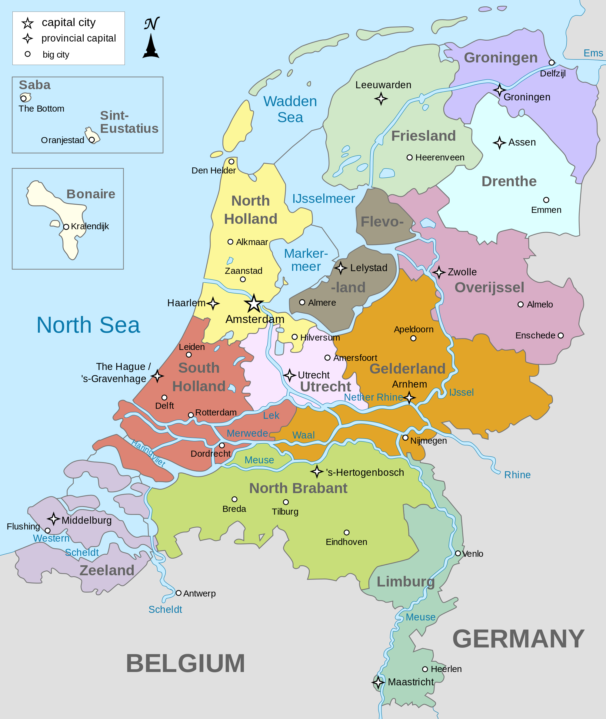 Large Detailed Administrative Map Of Netherlands With Major Cities Large Detailed Administrative Map Of Netherlands With Major Cities
