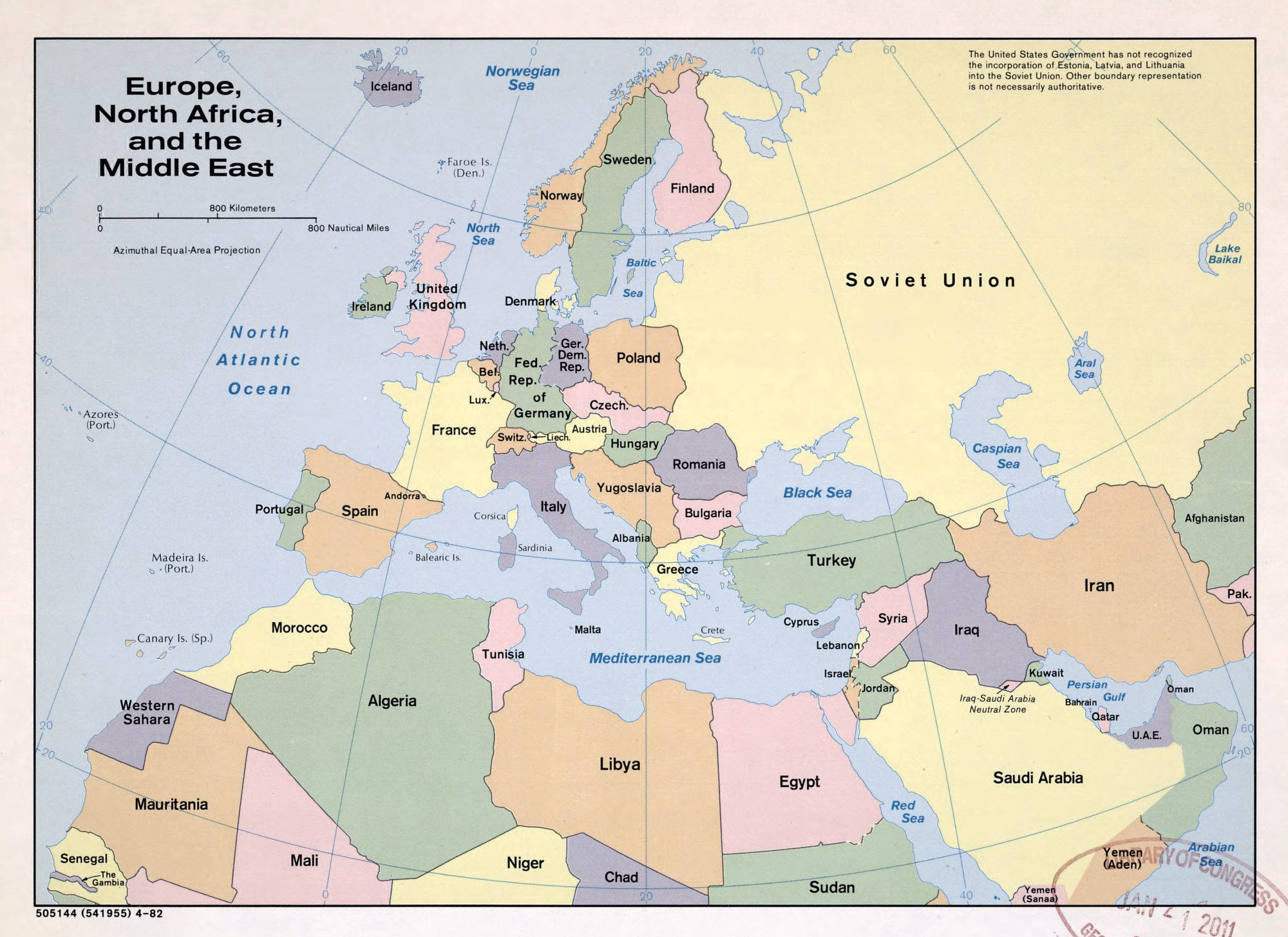 Large political map of Europe, North Africa and the Middle East - 1982 ... Large political map of Europe, North Africa and the Middle East - 1982 ...