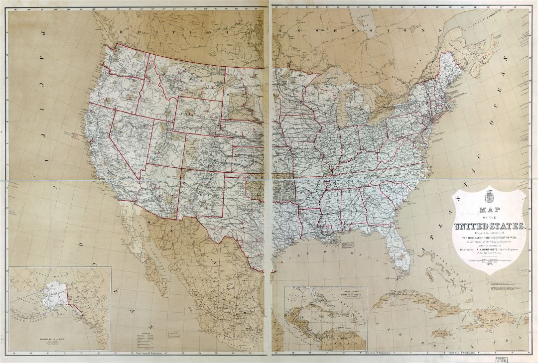 Large scale detailed old political and administrative map of the United ...