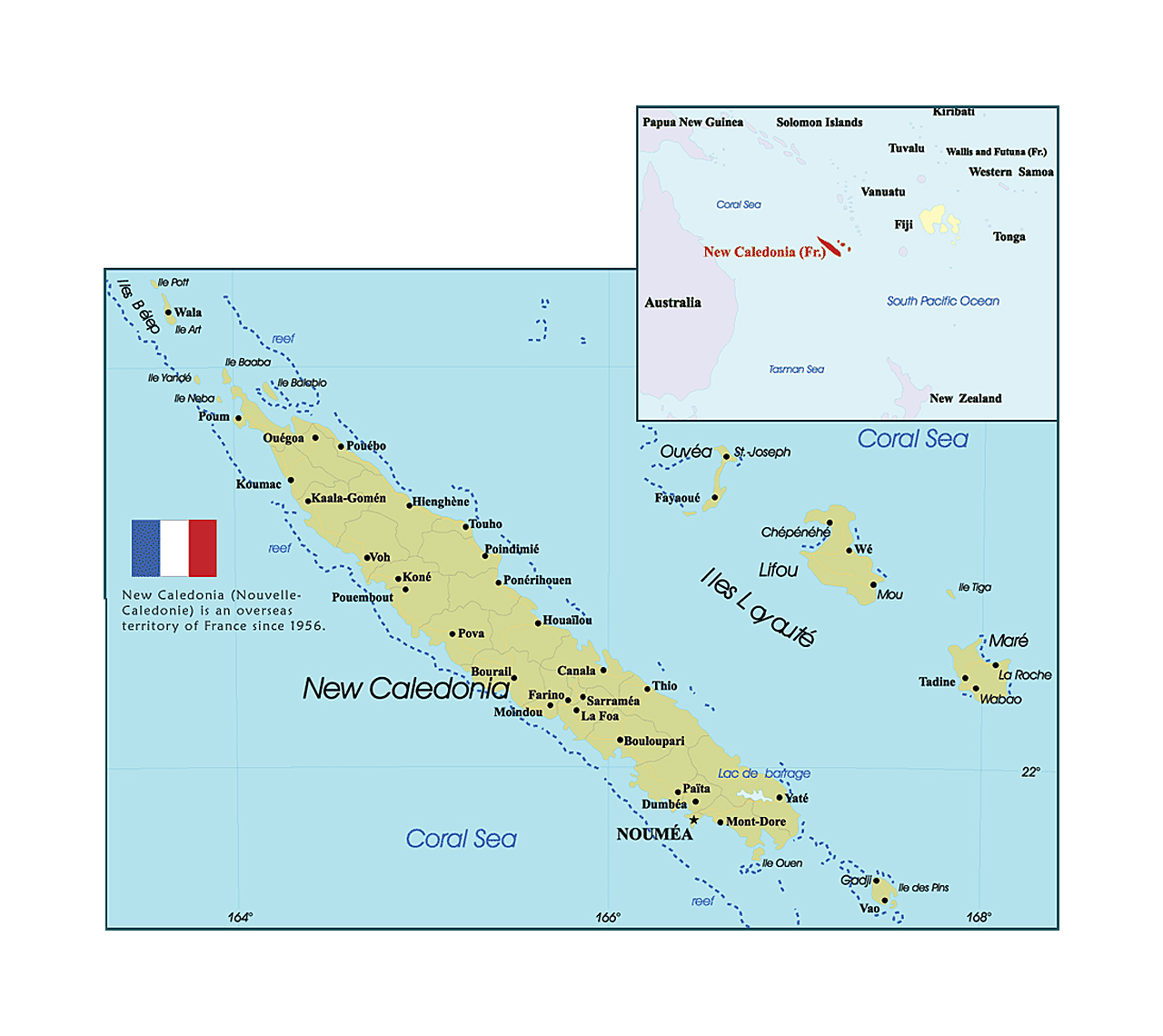 Detailed Political And Administrative Map Of New Caledonia With Cities Detailed Political And Administrative Map Of New Caledonia With Cities