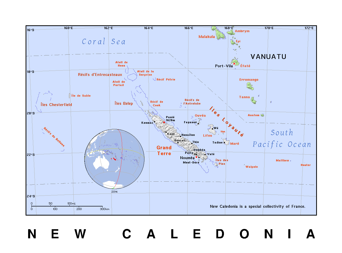 Detailed Political Map Of New Caledonia With Relief New Caledonia Detailed Political Map Of New Caledonia With Relief New Caledonia
