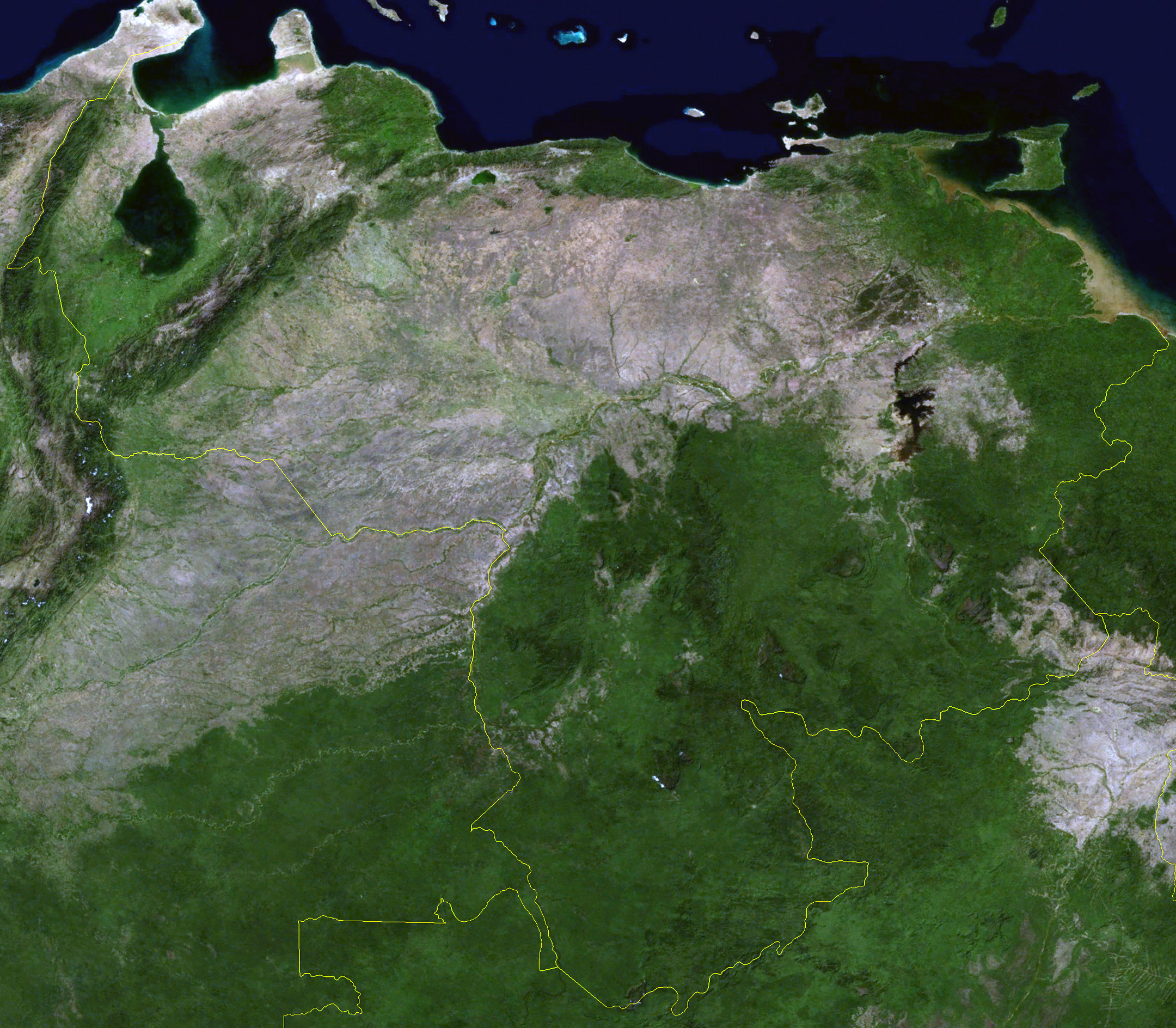 Large satellite map of Venezuela | Venezuela | South America | Mapsland ... Large satellite map of Venezuela | Venezuela | South America | Mapsland ...